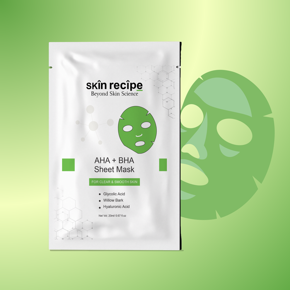 AHA + BHA Exfoliating Sheet Mask – Smooth & Clarify Skin | Skin Recipe ...